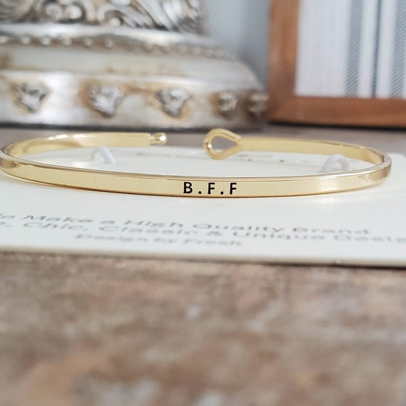 Jewelry | Gold Bff Stamped Bracelet | Poshmark